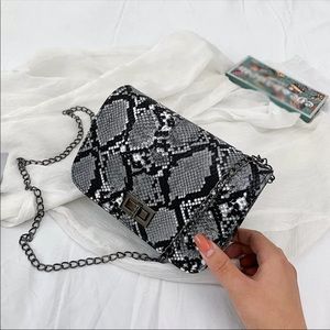 Boutique | Bags | Snake Print Cross Body Purse In Black | Poshmark